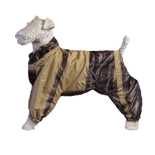 Теплый комбинезон для кане-корсо кобеля, на флисе, модель Спортивный, цвет клетка