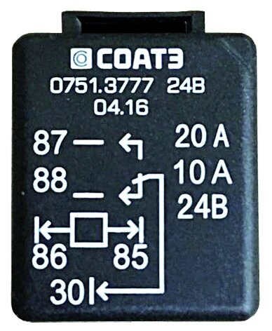 Реле 20А 24В с кронштейном КАМАЗ "СОАТЭ"