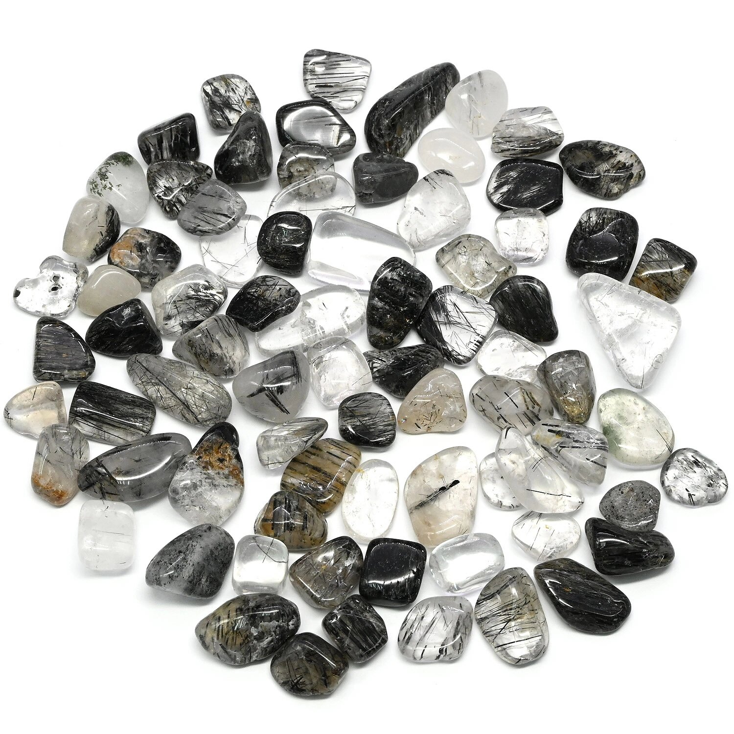 Агат волосатик галтовка фракция 10-15мм, упаковка 100г .