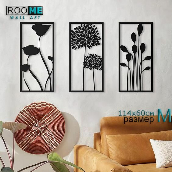 Панно настенное Цветы черный М