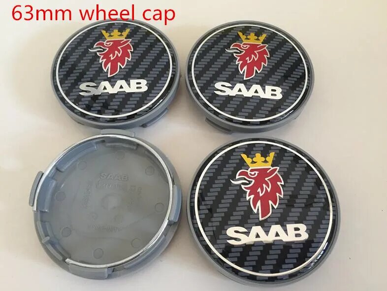 4 шт, 56 мм, 60 мм, 63 мм, 65 мм, 68 мм для Saab 9-3 9-5 9-2x 9-5x эмблема автомобиля, колпачки для центральной ступицы колес, крышки значков, Стайлинг автомобиля 63mm carbon fiber