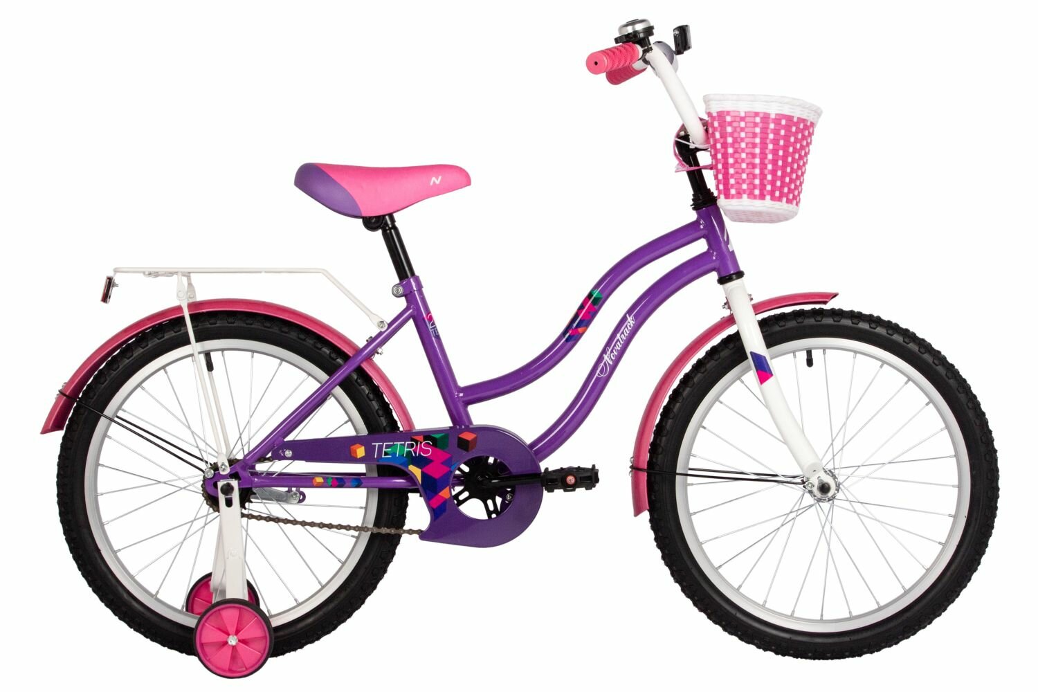 Велосипед Novatrack Tetris 20 (2025), стальная рама, на рост 115-130 см, фиолетовый