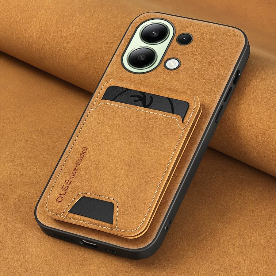 OLGE Кожаный Чехол Для Xiaomi Redmi Note 13 4G (Сяоми Редми Нот 13 4G) С Картхолдером , Противоударный , Нескользящий И Удобный