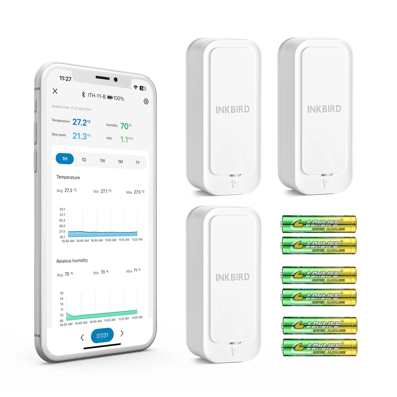 INKBIRD ITH-11-B Термогигрометр Bluetooth, Цвет: 3 sensor