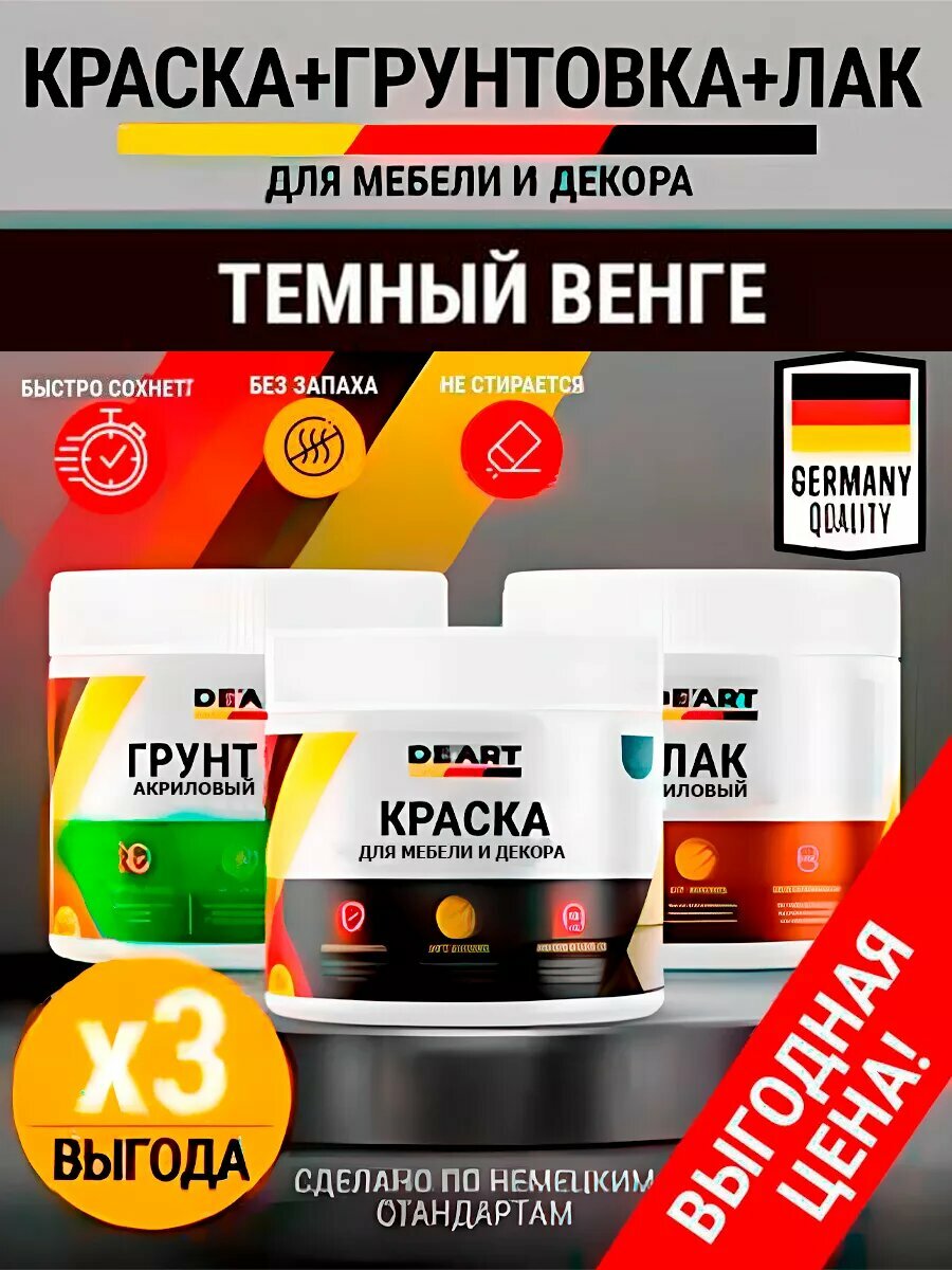 Краска для мебели и декора венге тёмный
