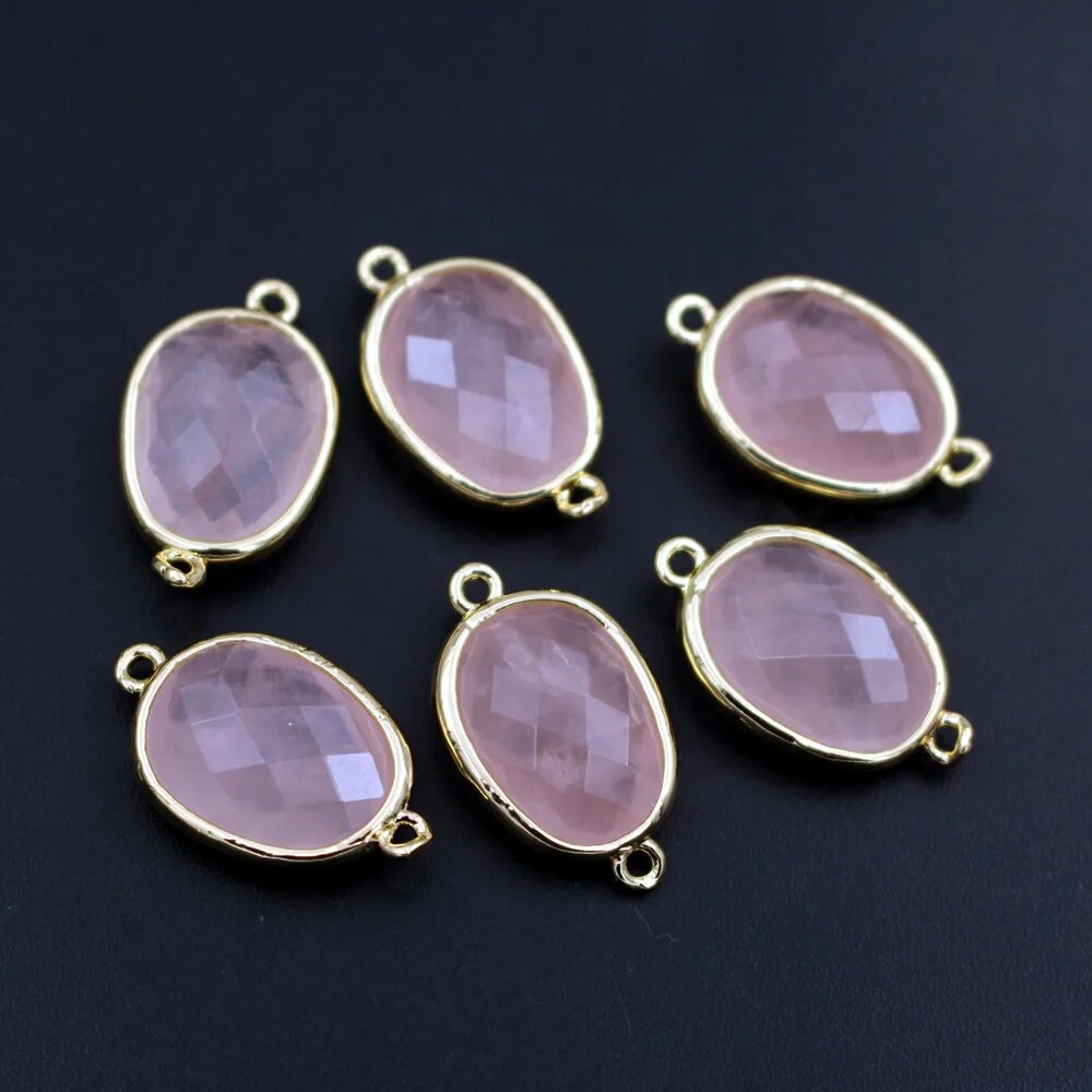 10 шт. соединители розовый кварц, Rose quartz stone