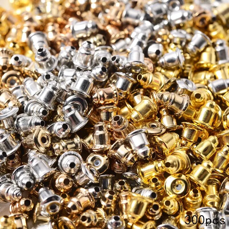 Застежки для сережек-гвоздиков металлические 300 шт Mix