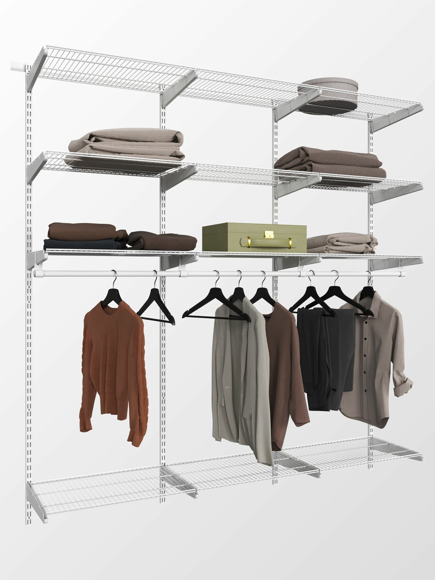 Гардеробная система хранения белая, 192х35х192см