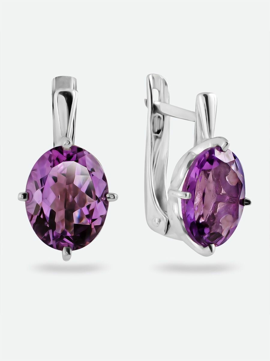 Серьги, серебро, 925 проба, родирование, аметист