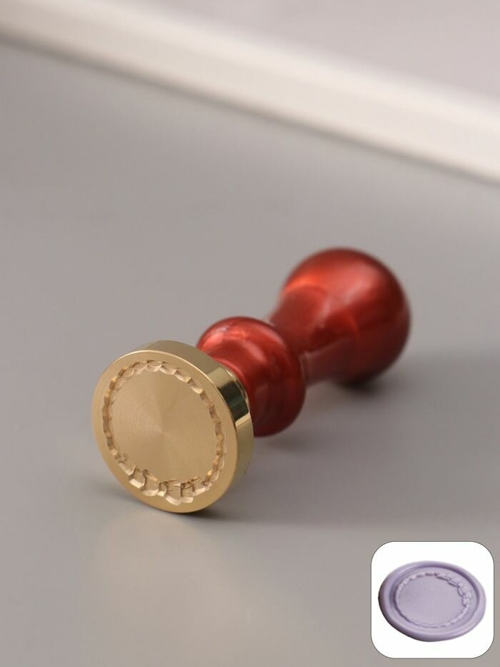 Печать для сургуча КНР Рамка круглая плетёнка с бантиком, пластиковая ручка, 2.5х2.5х6.3 см