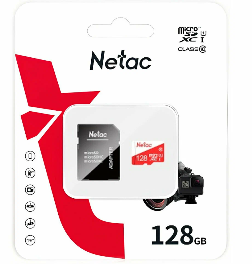 Карта памяти miсroSD 128Gb Netac NT02P500ECO-128G-R + SD Adapter