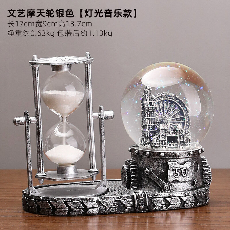 Песочные часы "Эйфелева башня", с хрустальным шаром, смоляные, ретро-серия "Астронавт"