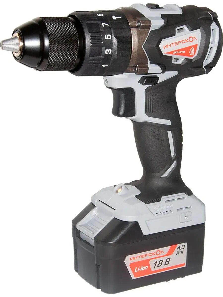 Дрель-шуруповёрт Интерскол ДАУ-13/18В 574.4.1.70, бесщёточный двигатель, ударная