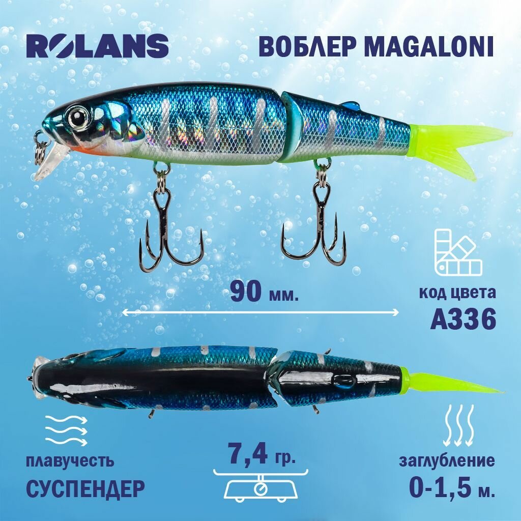 Воблер Rolans MAGALONI 90 SP (Длина (мм) 90; Вес (гр.) 7,4 / A336)