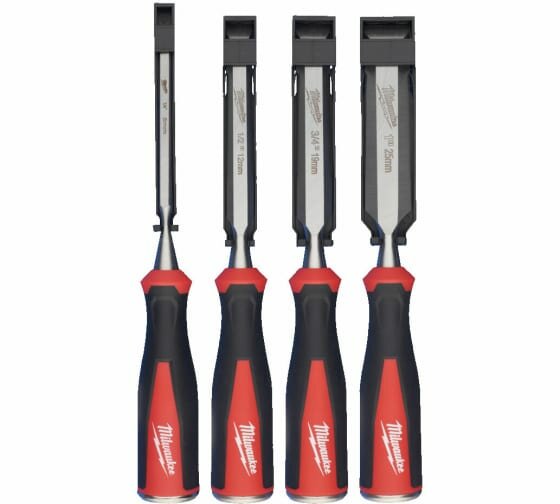 Набор стамесок Milwaukee, плоские, двухкомпонентная рукоятка, 4 шт
