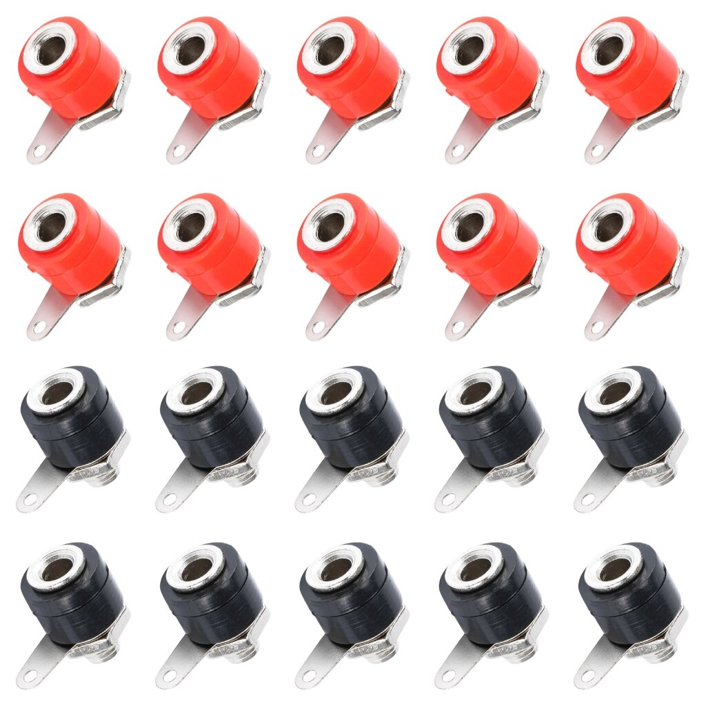 Аудиоаксессуары с банановой розеткой 20 шт, 4 мм-10 красных, 10 черных