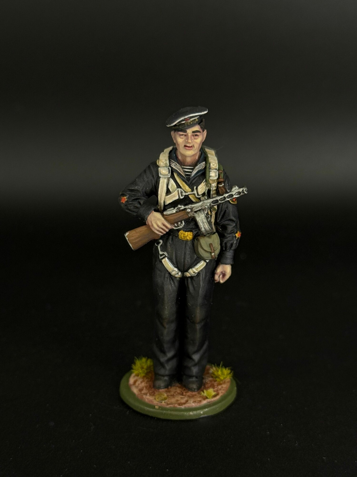 Коллекционный оловянный солдатик Краснофлотец парашютист-десантник, 1941г. СССР 6 см масштаб 1:32 ручная роспись