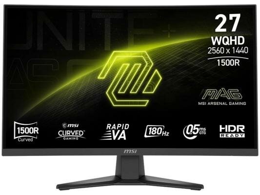 Монитор MSI 27" Mag 275CQF E18 черный VA LED 16:9 HDMI полуматовая 250cd 178гр/178гр 2560x1440 180Hz DP Quad 2K (1440p) 4.6кг