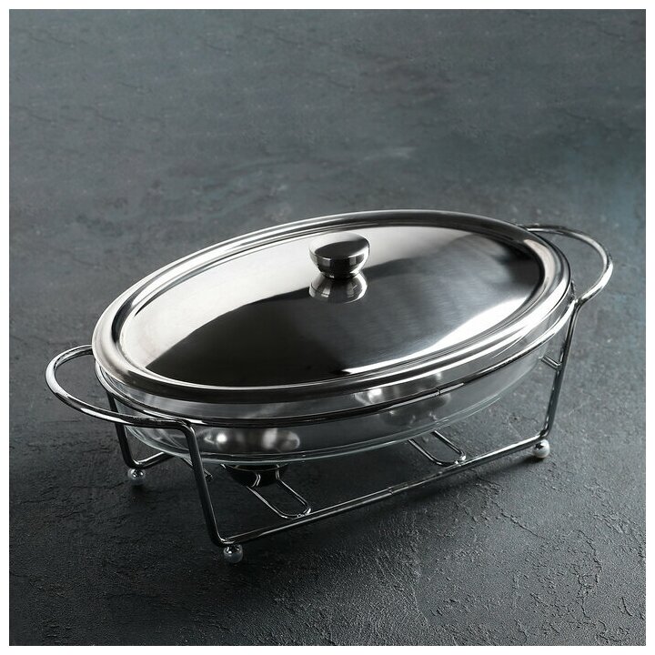 Мармит овальный, 3 л, жаропрочное стекло