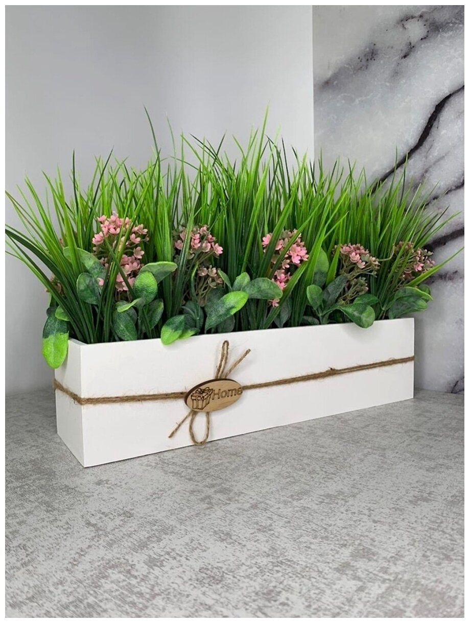 Искусственная осока в ящике для дома и офиса, ПоДар. Ок Home