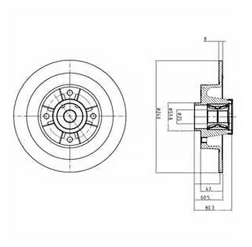 Диск тормзад240x8 4 отвc подшс кольцом ABS Delphi арт. bg9028rs
