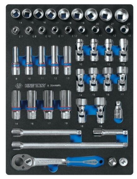 Набор торцевых головок King Tony 9-3544MRV 3/8" с принадлежностями, 44 предмета