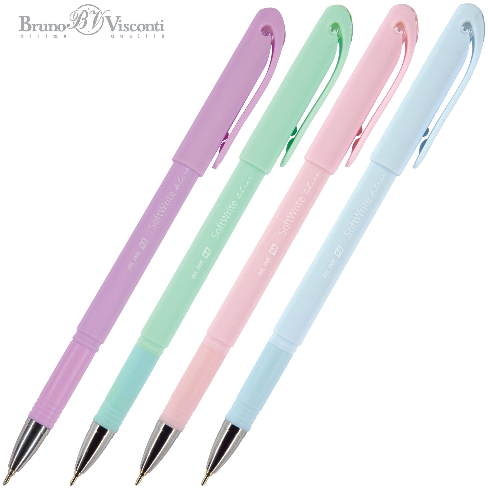 Ручкa BrunoVisconti, шариковая масляная, 0.5 мм, синяя, SoftWrite. ZEFIR, Арт. 20-0205