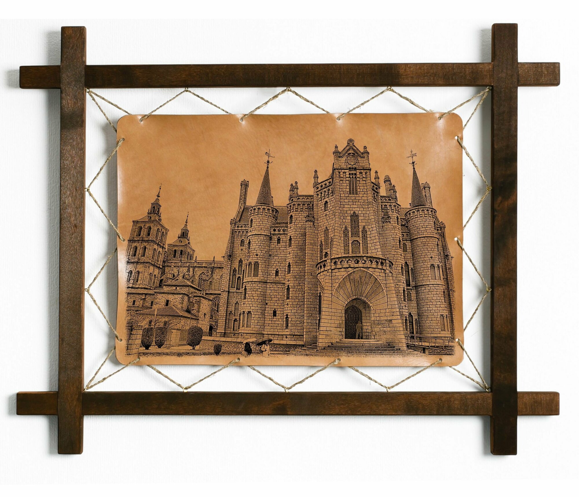 Картина интерьерная из кожи "Замок", BoomGift