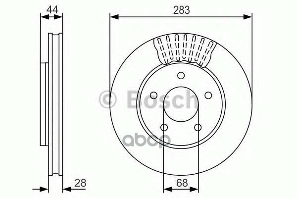 Диск тормозной передний NISSAN LEAF I/II/NV 200 /VENT D=283MM BOSCH 0 986 479 091 Bosch арт. 0 986 479 091
