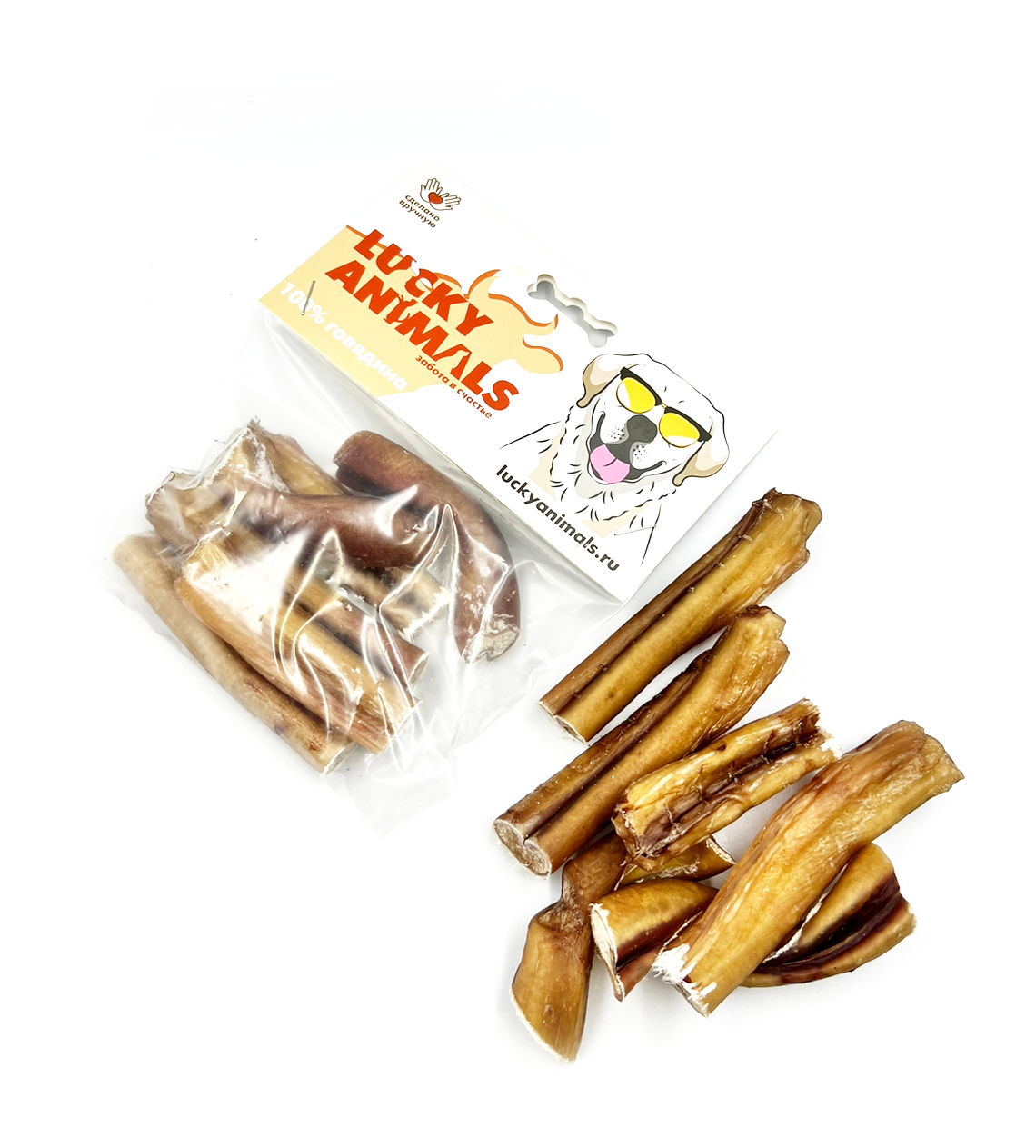 Лакомство для собак Lucky Animals Корень бычий мини 5-6штук , 1 уп