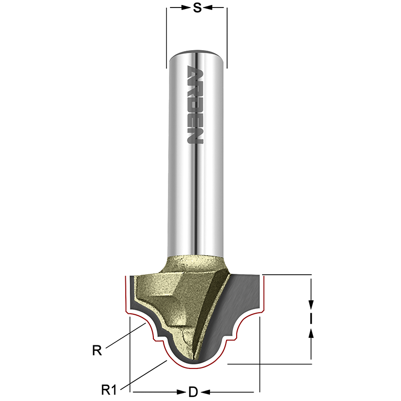 Фреза Классический узор R=2.4 Z=2 D=12.7x9.5x40 S=8 ARDEN 211811