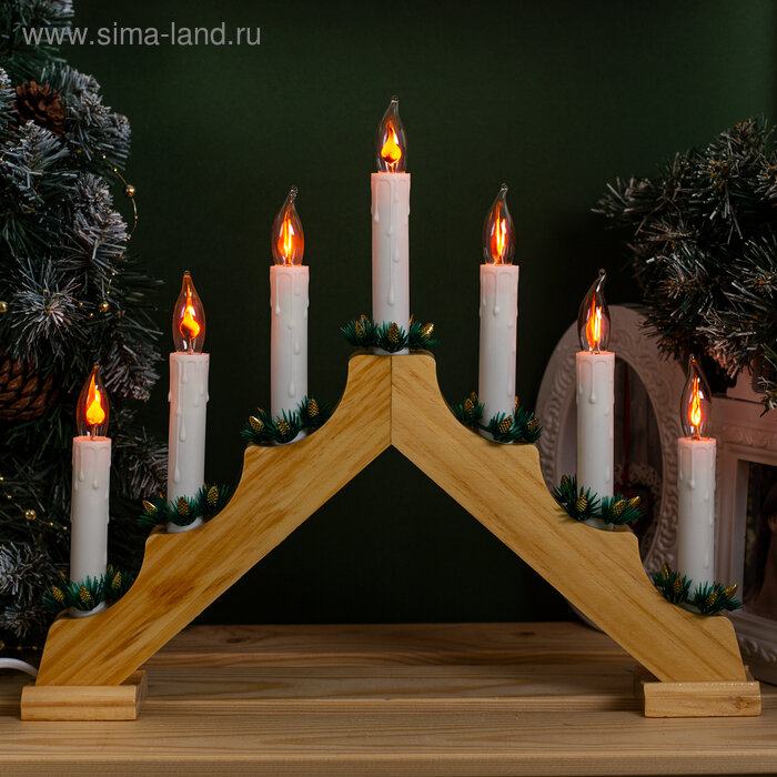 Светодиодная фигура Рождественская горка 39.5×33×5 см, дерево, 220 В, эффект пламени