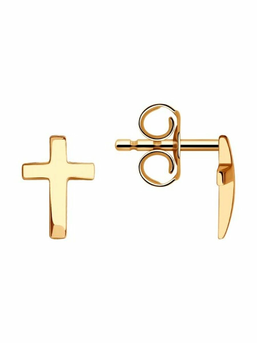 Серьги пусеты, красное золото, 375 проба