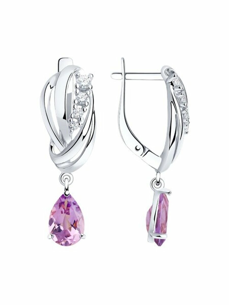 Серьги, серебро, 925 проба, родирование, аметист
