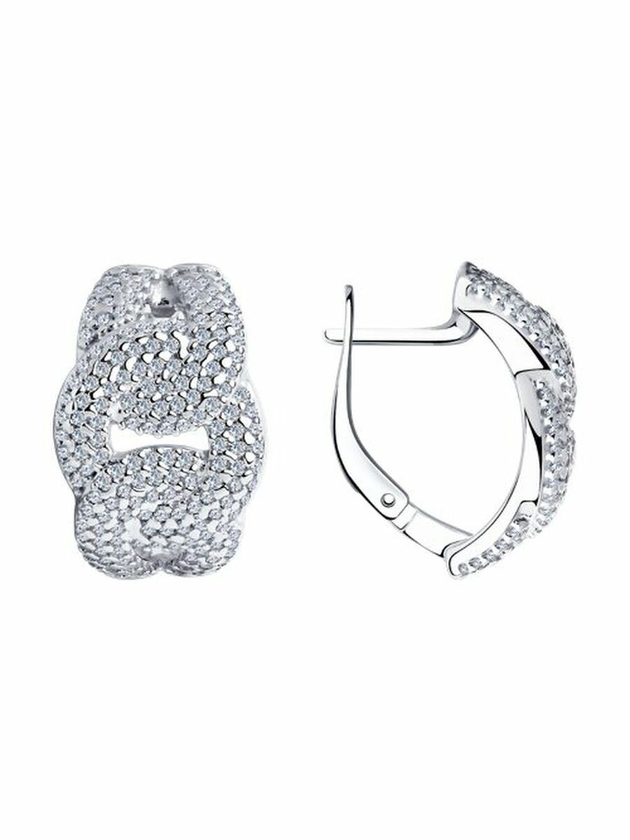 Серьги, серебро, 925 проба, родирование, фианит