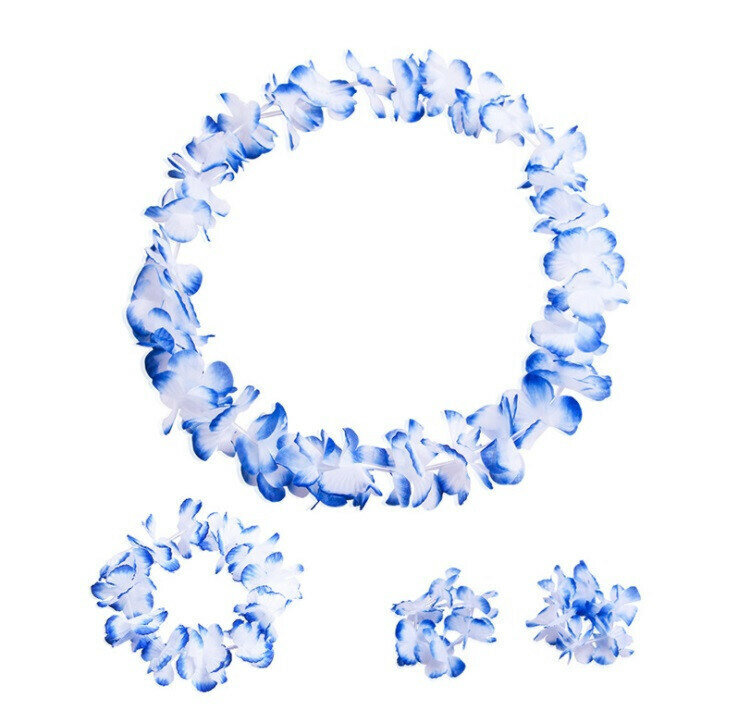 Набор гавайское ожерелье Алоха бело-синий