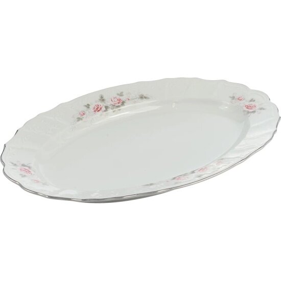 Блюдо Bernadotte "Бледные розы отводка платина" овальное 39 см