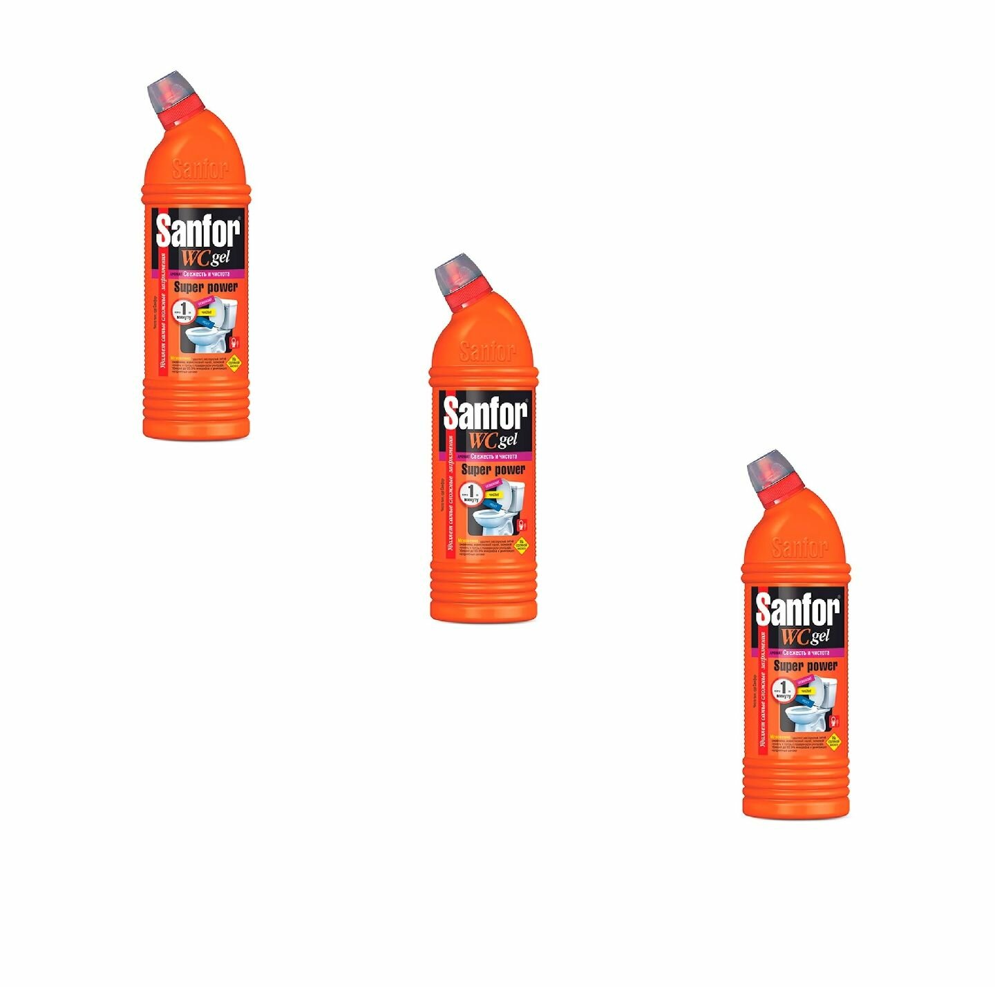 Sanfor Средство для чистки и дезинфекции Super power 750л, 3 шт
