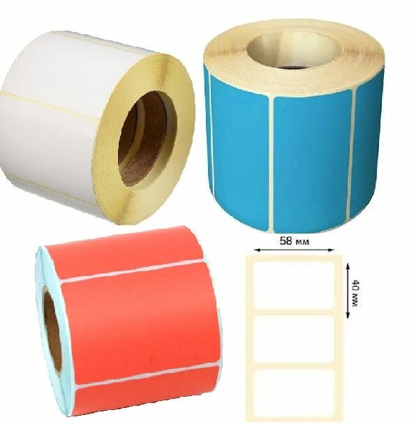 Комплект термоэтикеток триколор, размер 58х40, 700 этикеток в ролике