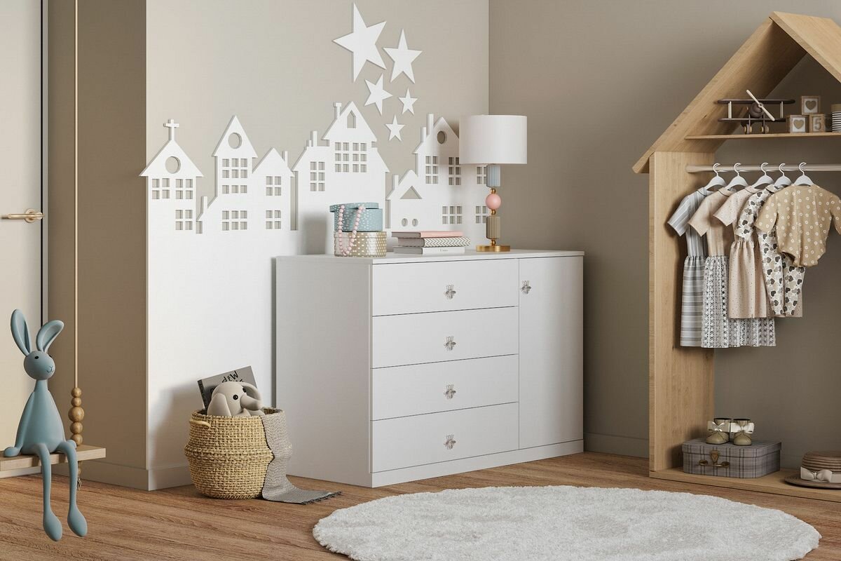 Комод Скарабей-2 Белый для одежды 120*80*52