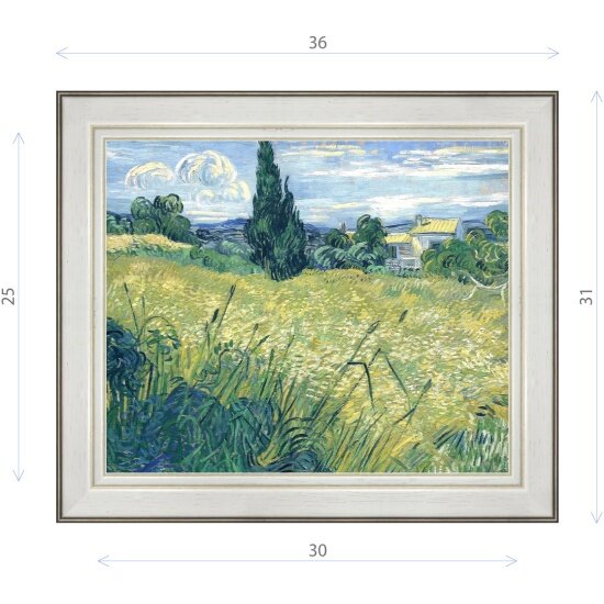 Картина Декор Депо Винсента Ван Гога Зеленое поле с кипарисом Матовая бумага в раме без стекла 31х36 см