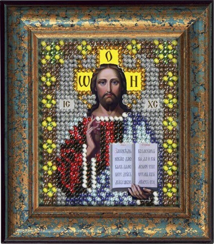 Набор для вышивания Вышиваем бисером #В-15 Спас Вседержитель (путная), Вышивка бисером, 6 x 7 см