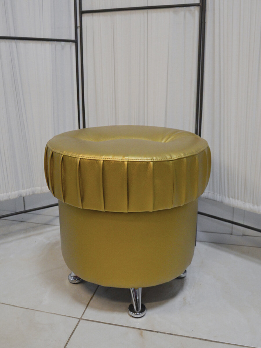 Прочный круглый пуфик на ножках для прихожей 102, Искусственная кожа, 46х46х46 см.