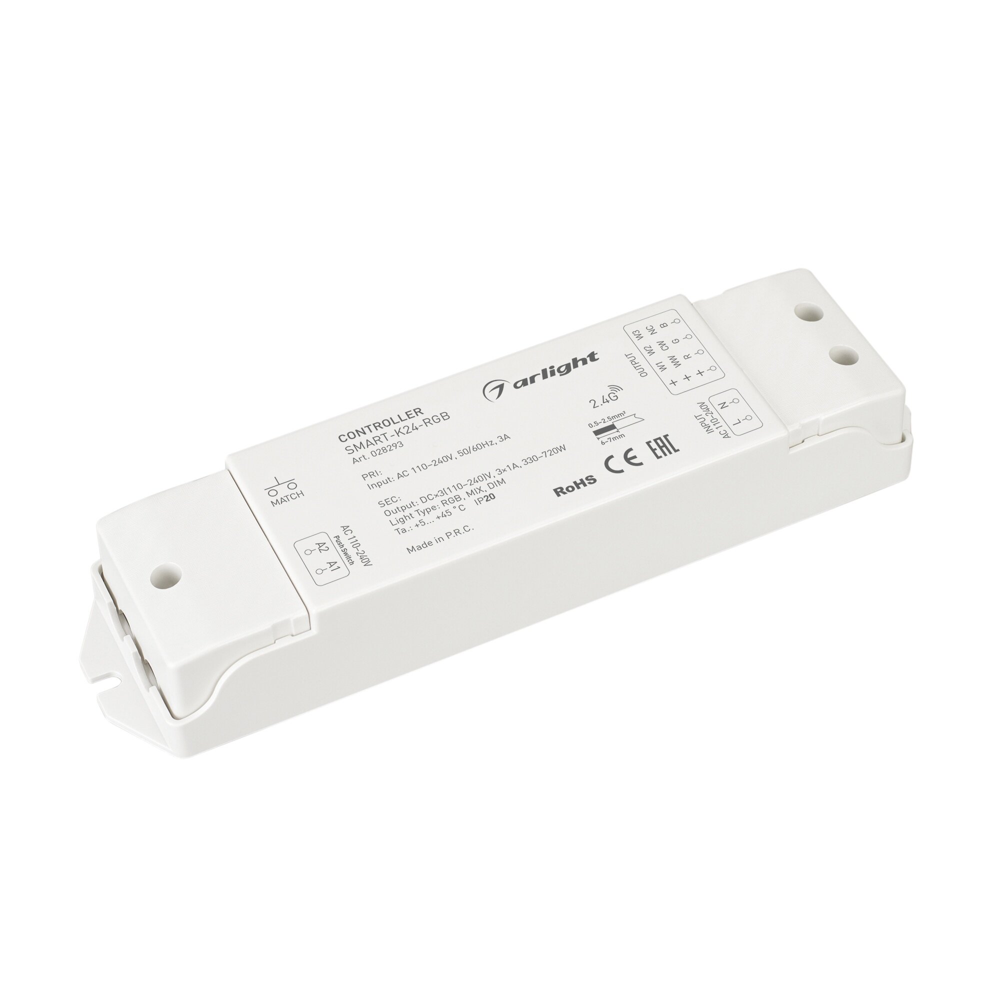 Контроллер SMART-K24-RGB (230V, 3x1A, 2.4G) (Arlight, IP20 Пластик, 5 лет) 028293