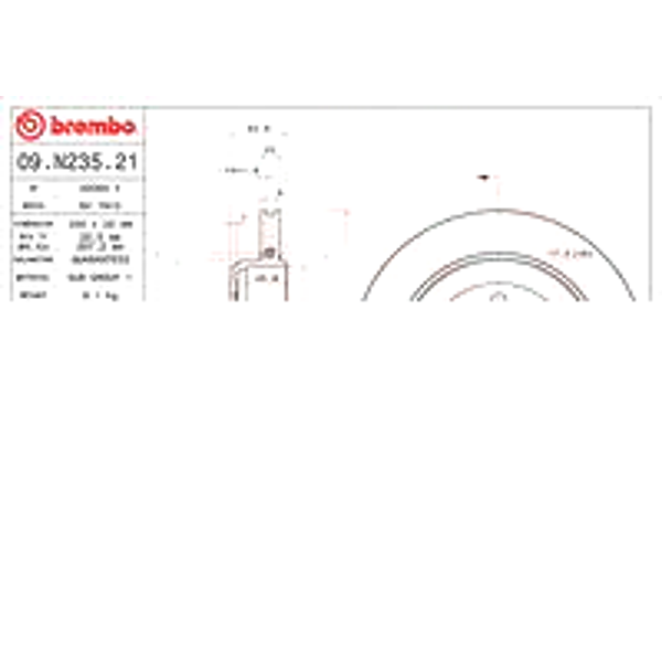 BREMBO 09. N235.21 диск тормозной Jeep (Джип) grand Cherokee (Чероки) IV (wk, wk2) 6.4 srt8 4x4 2011-