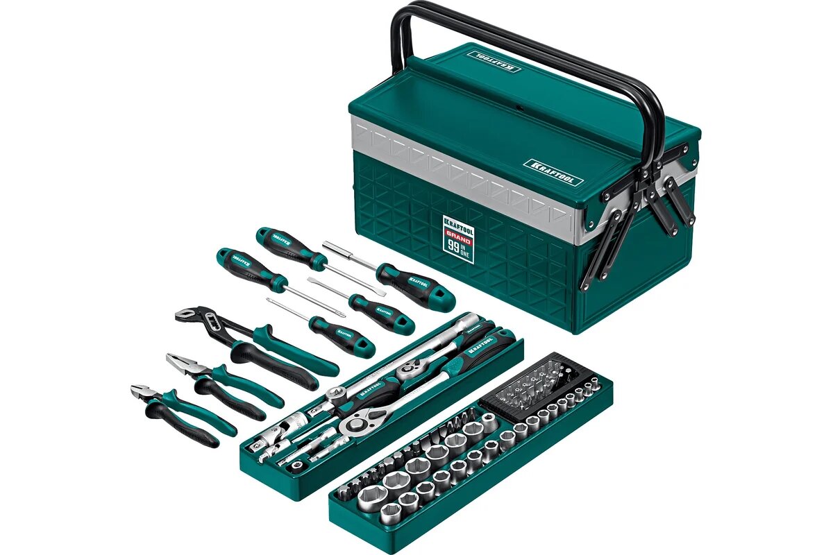 Универсальный набор инструмента KRAFTOOL Grand-99 1/2"+1/4", 99 предм, 27978-H99