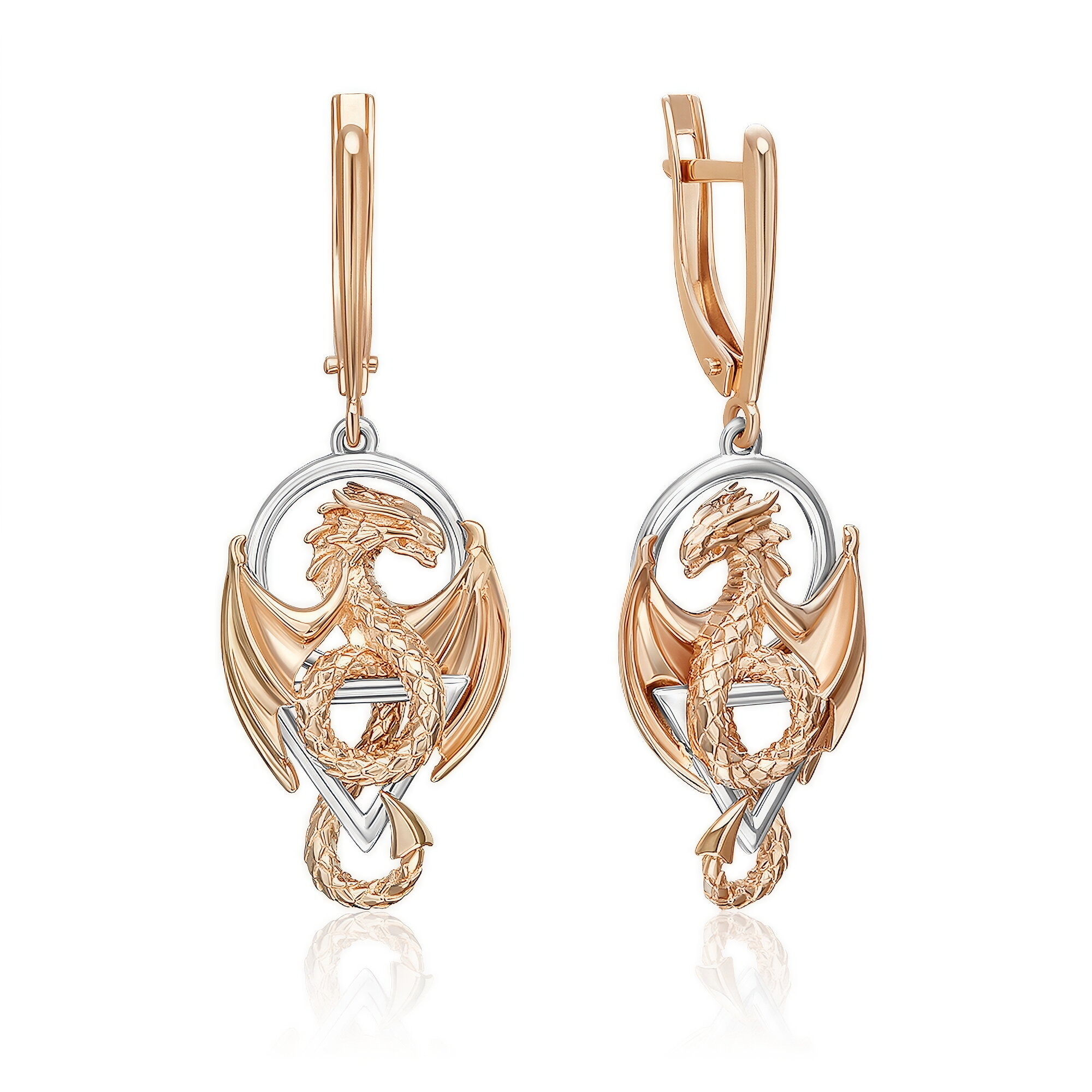Серьги Diamant online, комбинированное золото, 585 проба