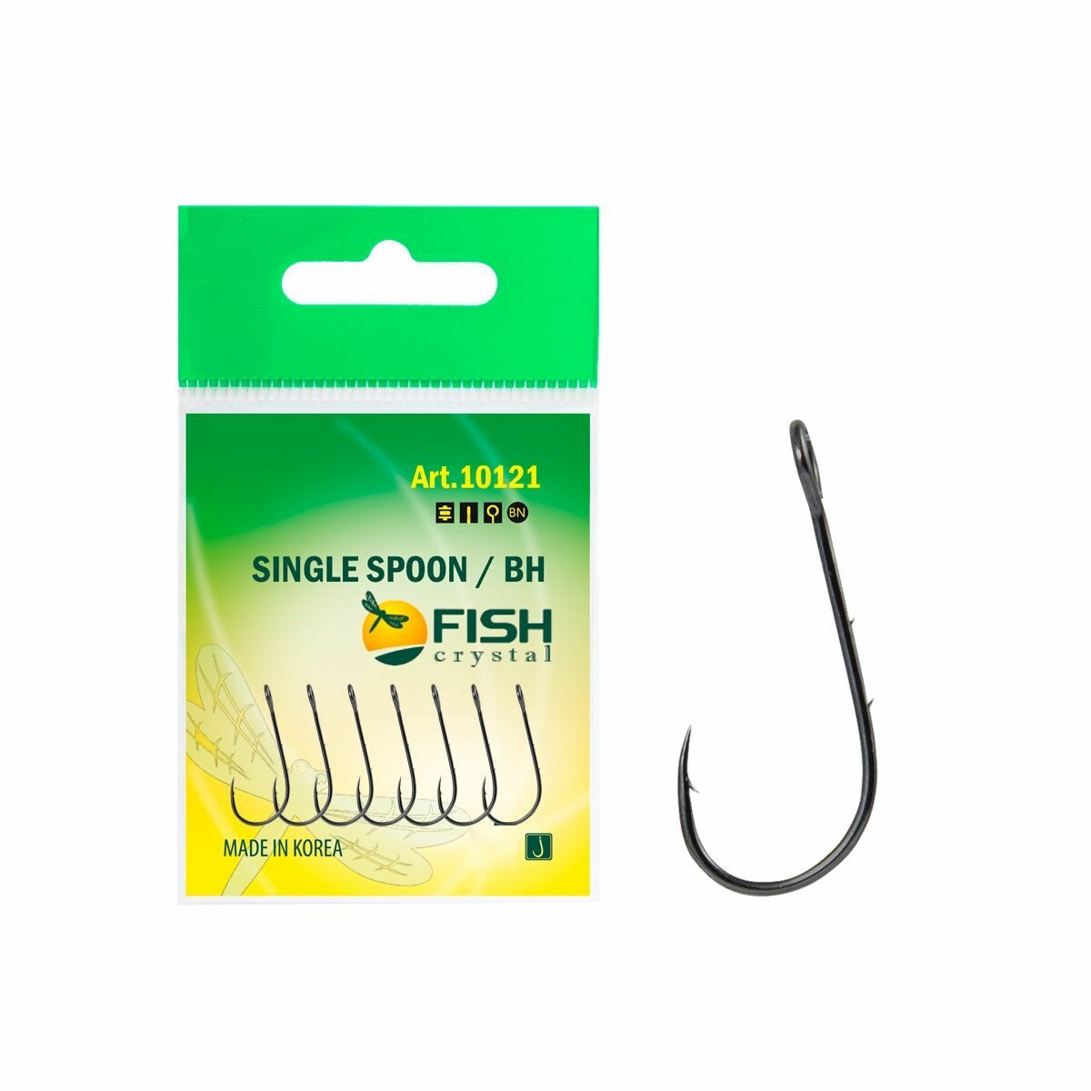Крючки рыболовные Fish Crystal SINGLE SPOON BAITHOLDER 10121-F # 6, с большим ухом (7шт)