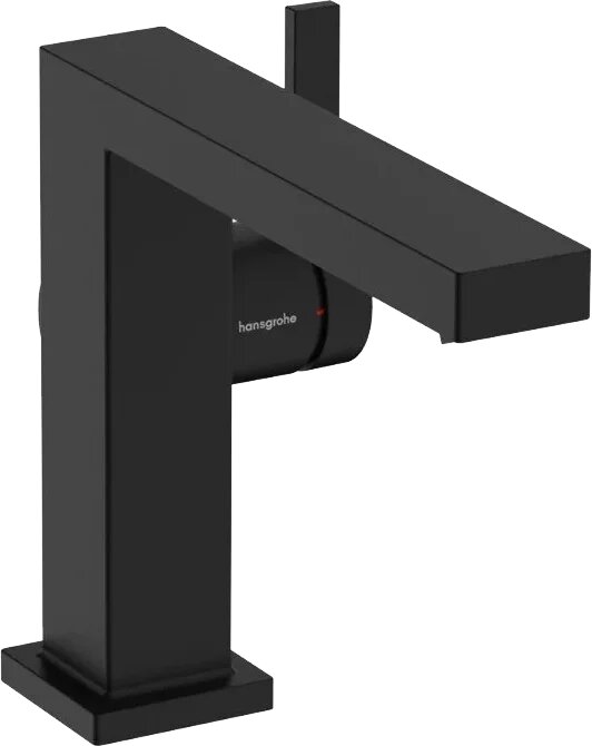 Смеситель для раковины Hansgrohe Tecturis E 110 Fine 73020670 черный, матовый, кран для ванной в раковину, из латуни, рычажный, с керамическим картриджем, с функцией экономии расхода, с донным клапано