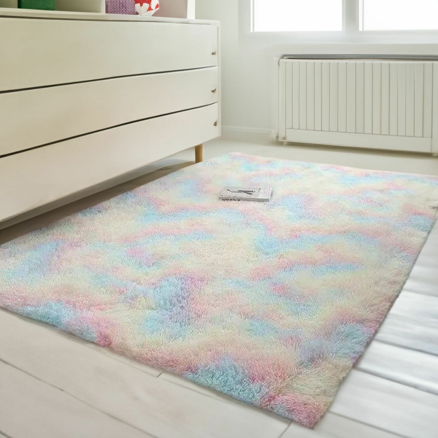 Плюшевый ковер, плюш, Цвет радуги, 140x200 см для гостиной спальни детской комнаты, нескользящей пушистой комнаты